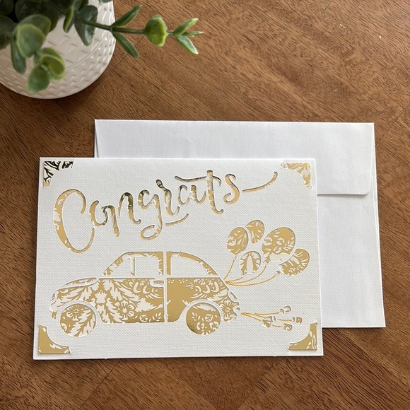 Party Supplies | Elegant Gold And White Congrats Card | Poshmark